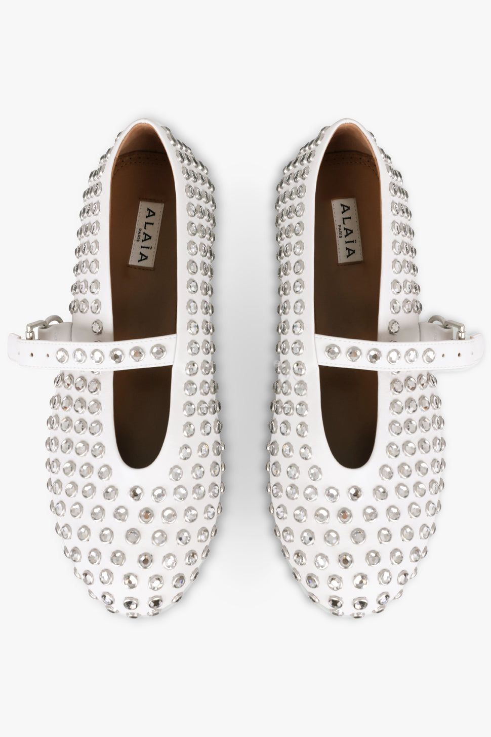 Crystal Embellished Ballet Flat | White – Parlour X