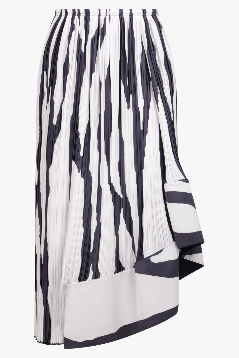 Abstract Print Asymmetric Midi Skirt | White/Black – Parlour X
