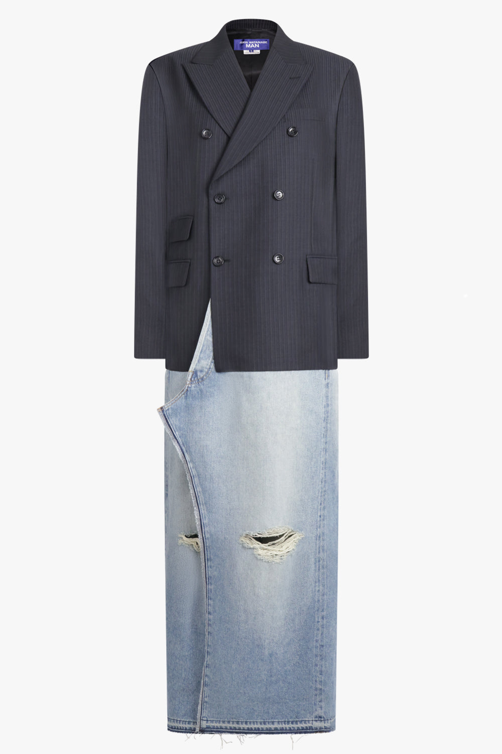 Single Breasted Blazer With Attached Denim Panels | Black/Blue – Parlour X