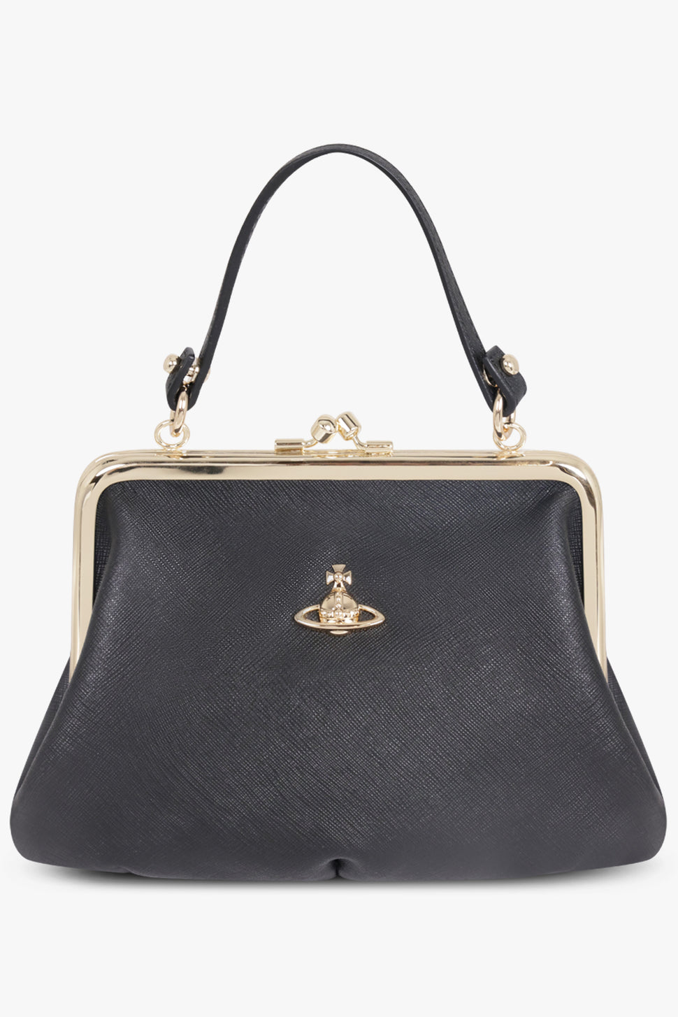 Granny Saffiano Frame Purse | Black/Gold – Parlour X