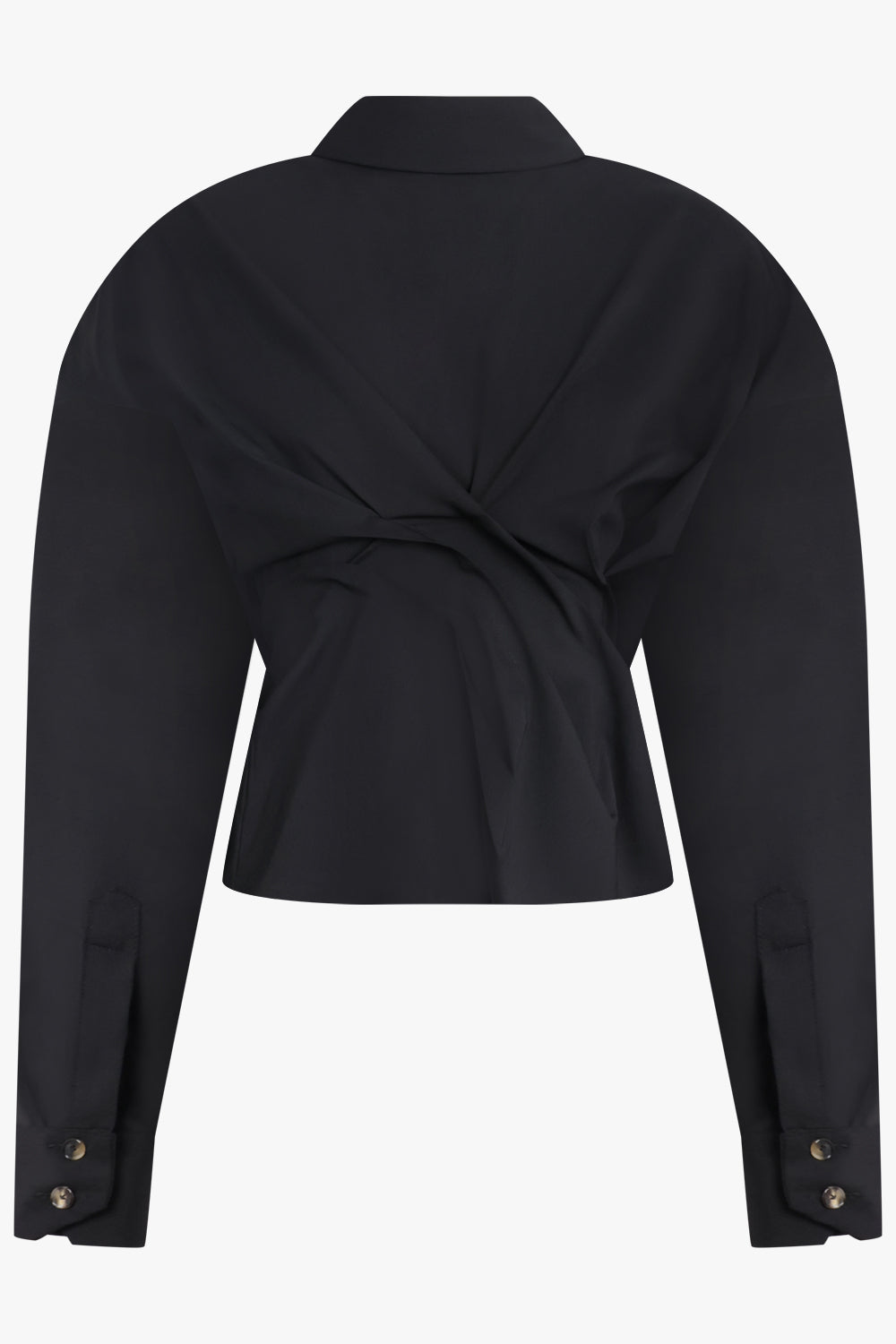 Twisted L/S Shirt with Balloon Sleeve Detail | Black – Parlour X