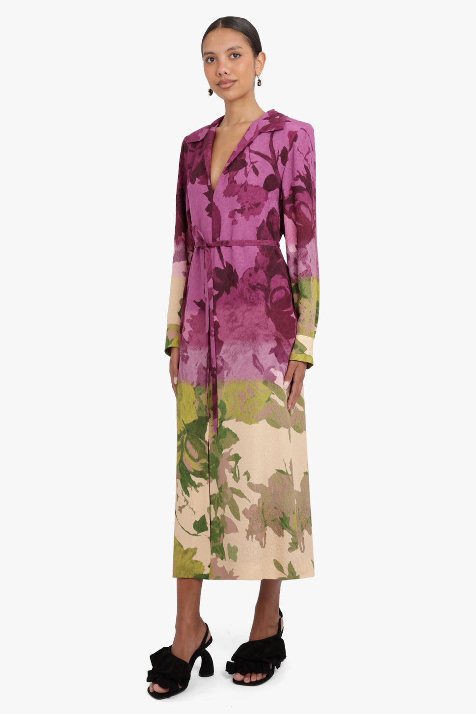Silk Printed Dress | Burgundy – Parlour X