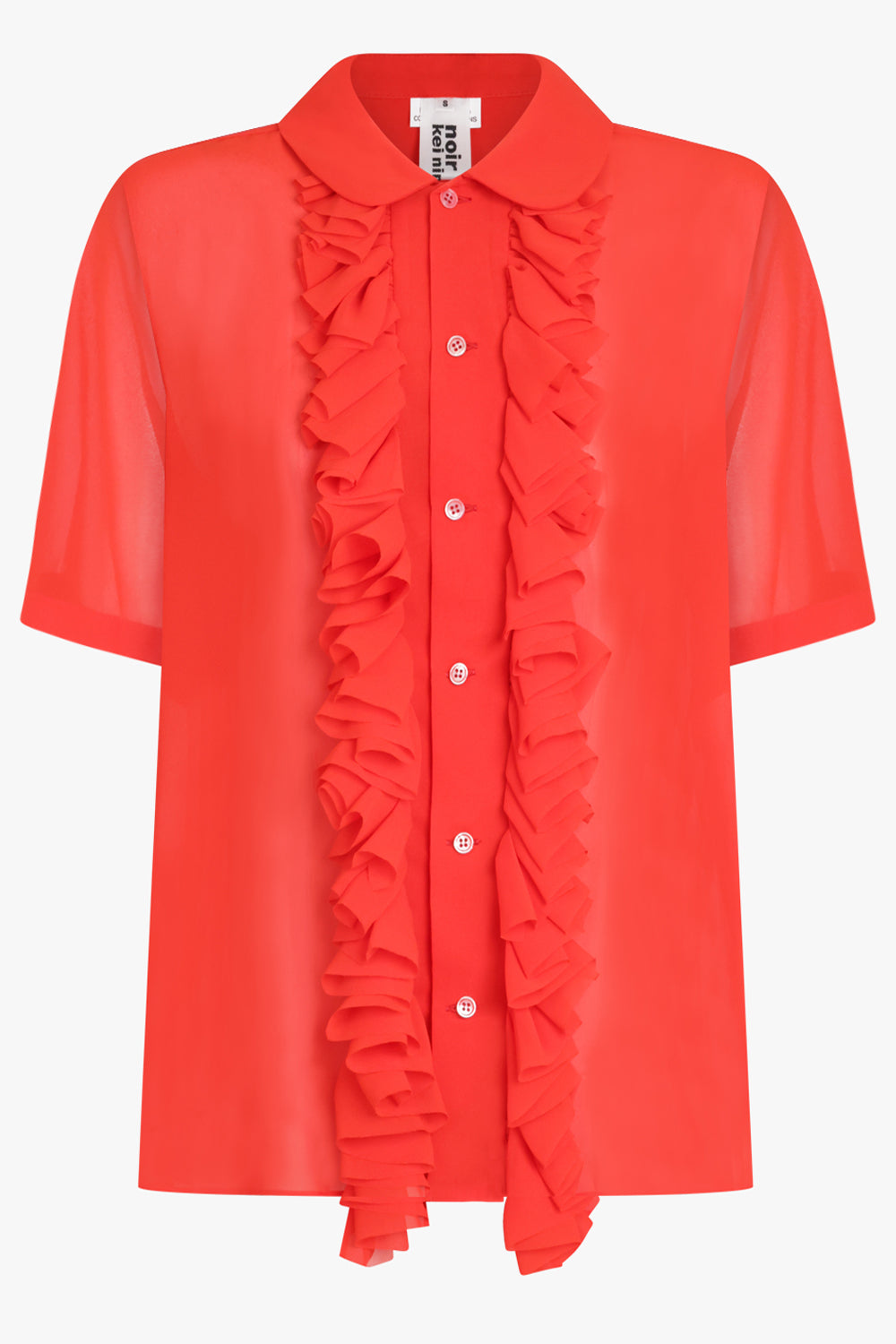 Sheer Ruffle Detail S/S Shirt | Red – Parlour X