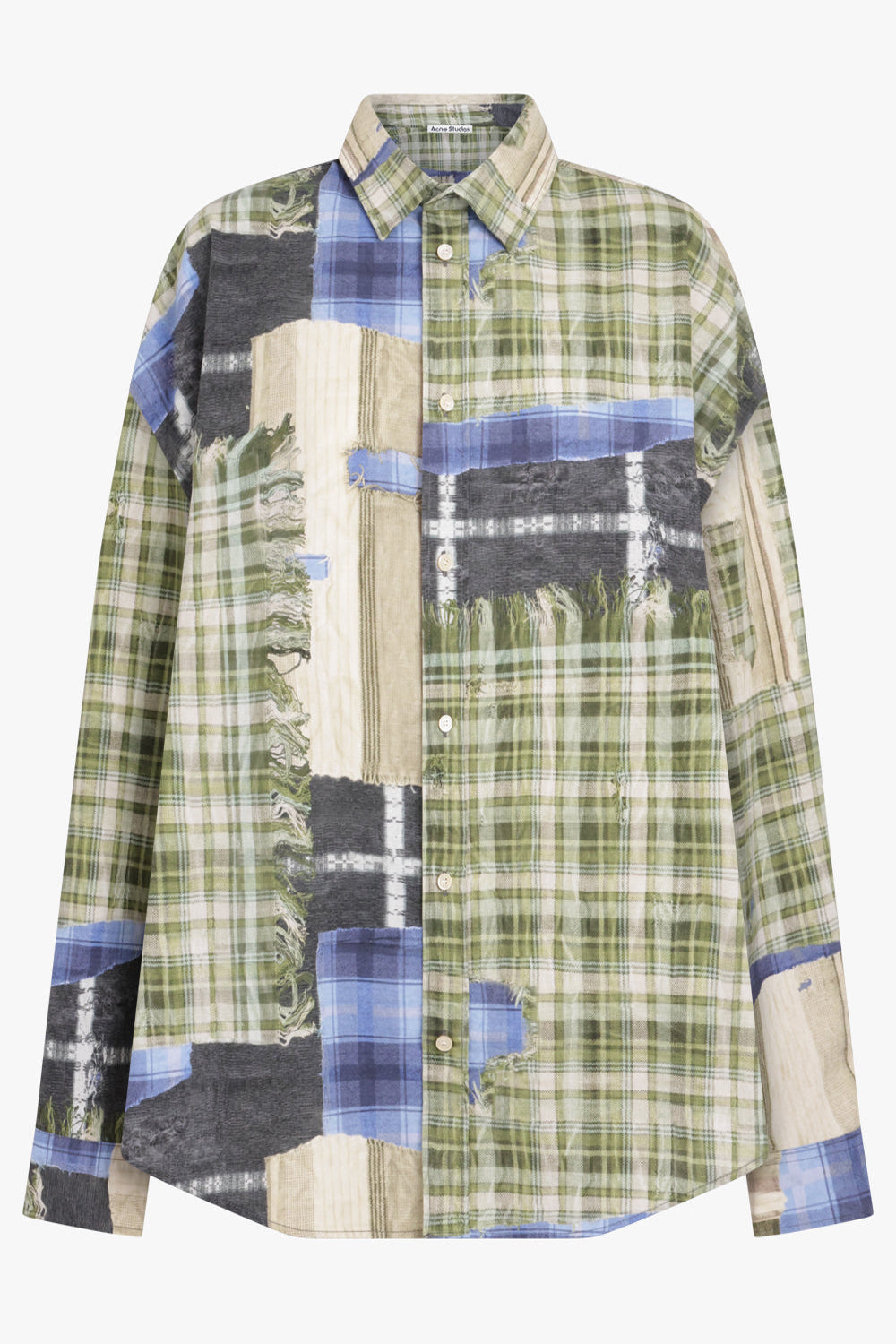 Patchwork Linear Long Sleeve Shirt | Green – Parlour X
