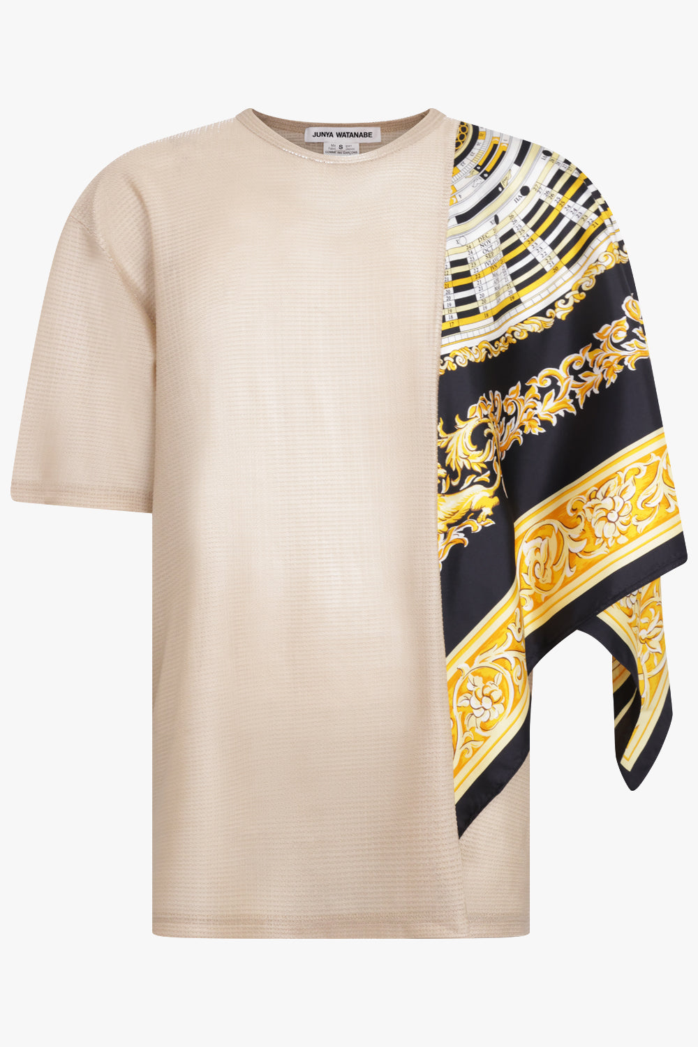 Glitter S/S Top X Half Versace Clock Print Scarf | Beige/Black/Yellow ...