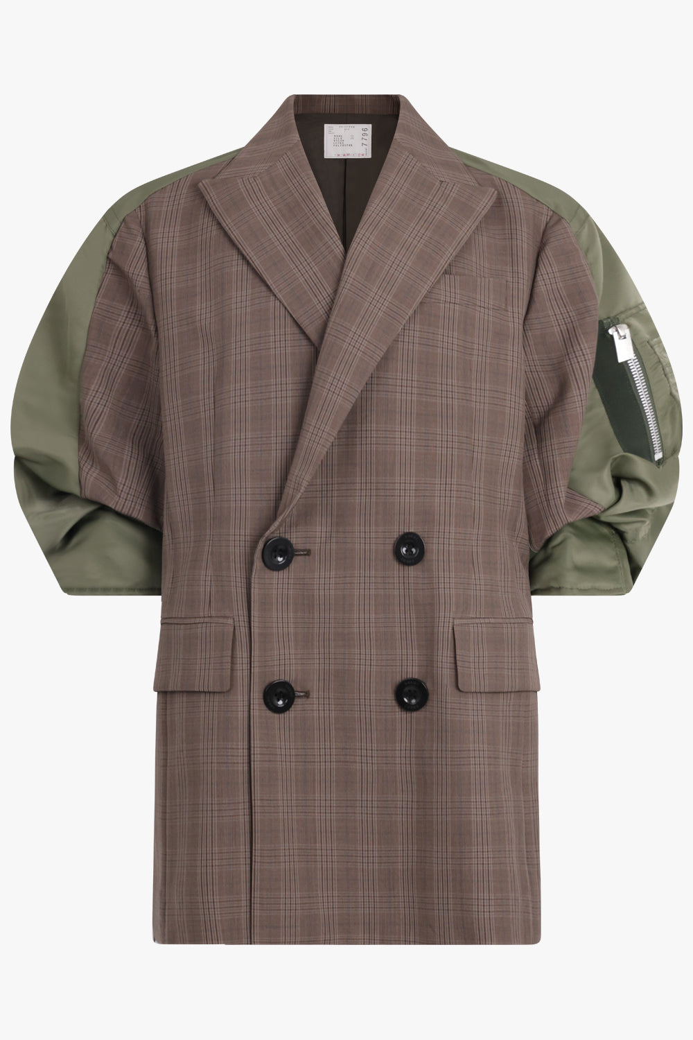 Contrast Balloon S/S Double Breasted Check Jacket | Brown/Green – Parlour X