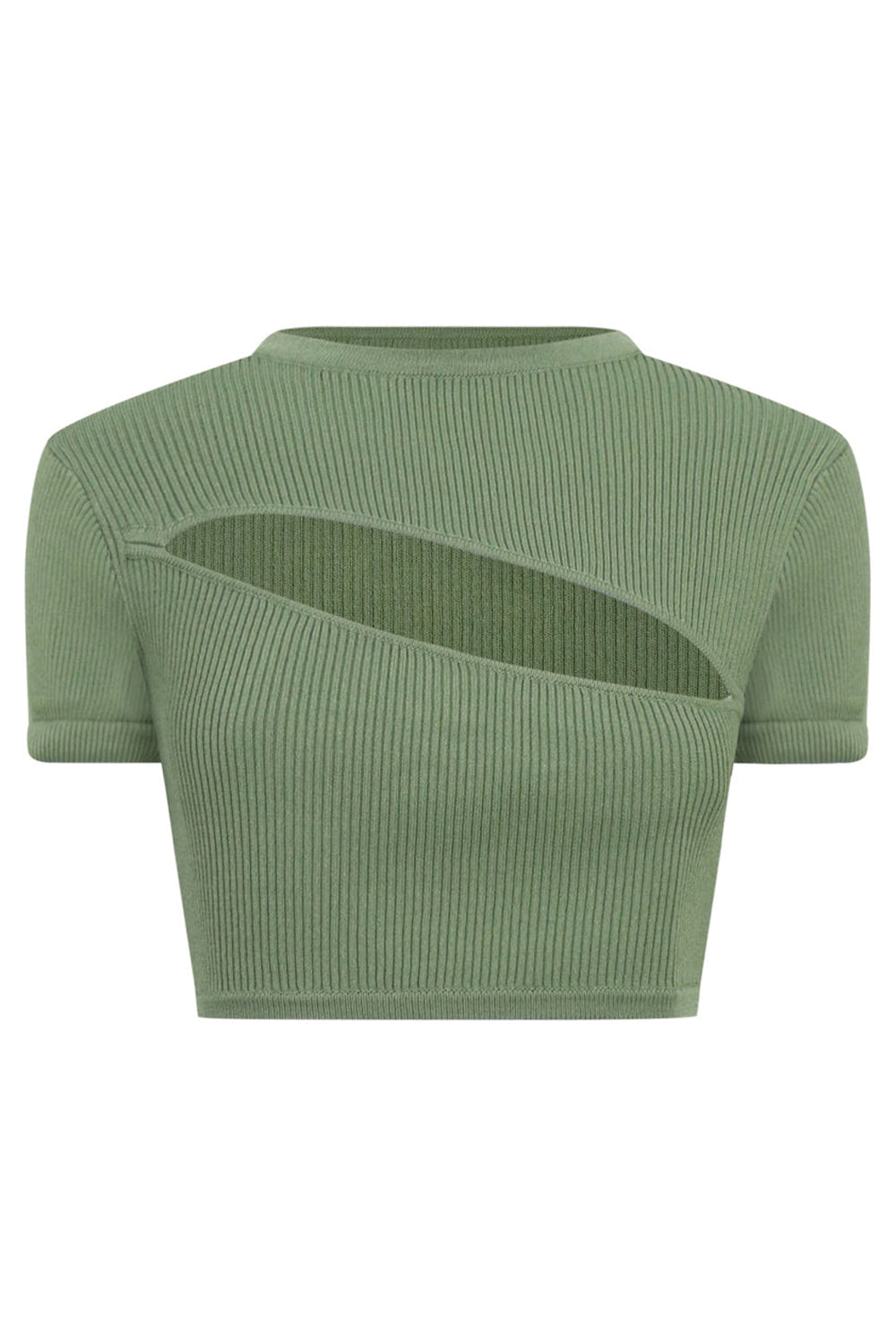 CHRISTOPHER ESBER SLASHED S/SL CROP TOP VERT GREEN PARLOUR X SYDNEY ...