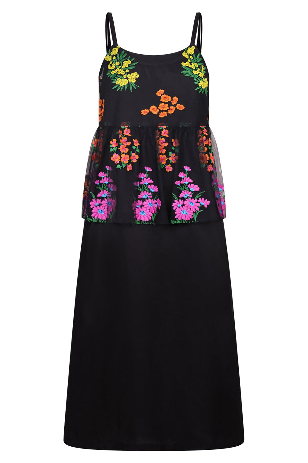 COMME DES GARCONS EMBROIDERED TULLE LAYER SINGLET DRESS MULTI BLACK ...