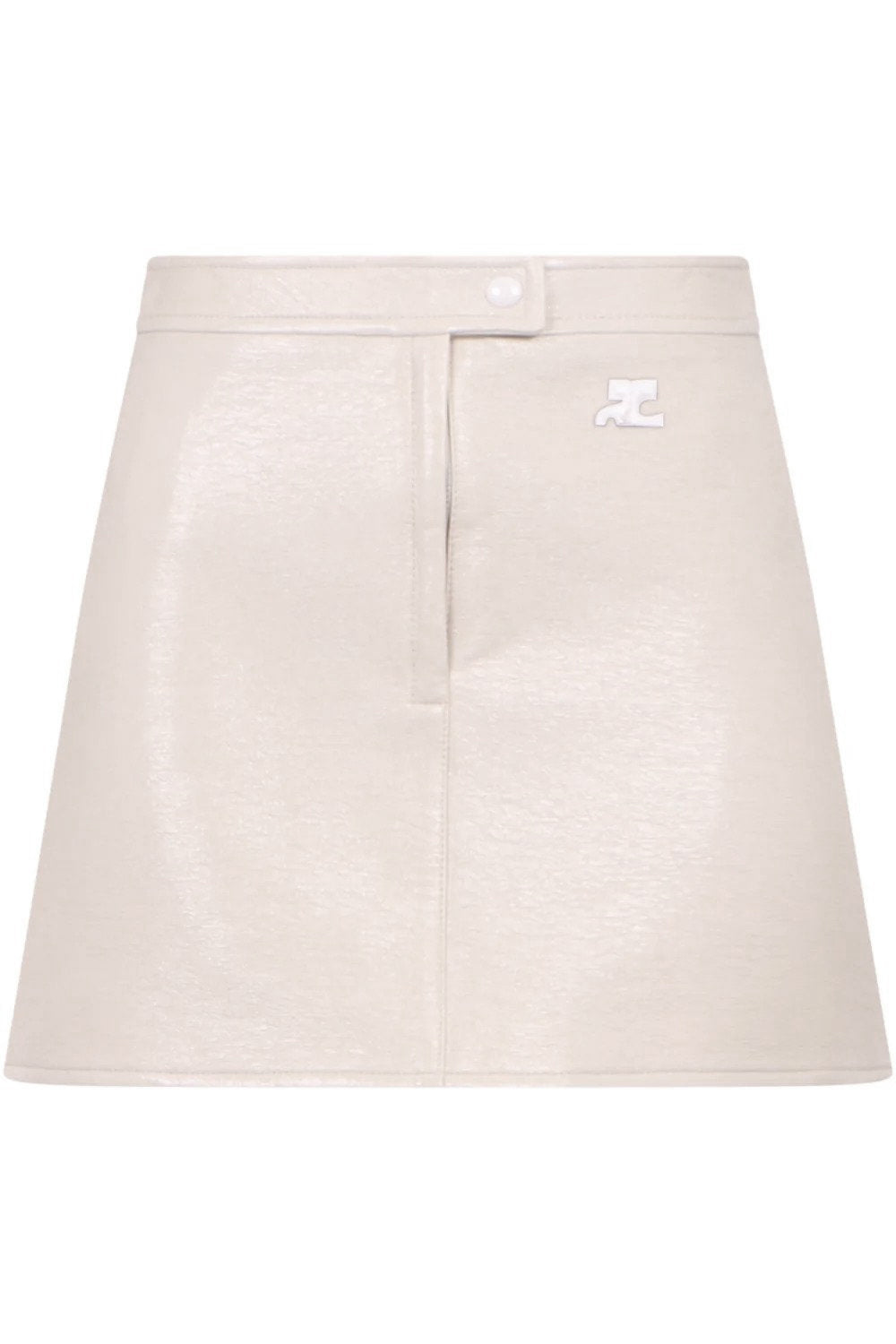 White Vinyl Mini Skirt Alcmene White Denim Asymmetrical Wrap Mini