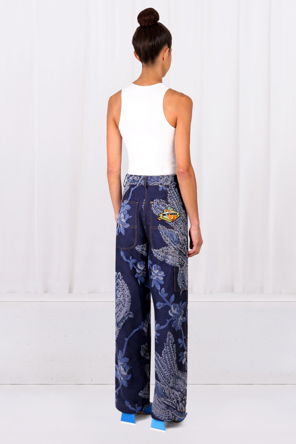 ETRO TONAL BIRD PRINT WIDE LEG PANT BLUE NEW SEASON PARLOUR X SYDNEY ...