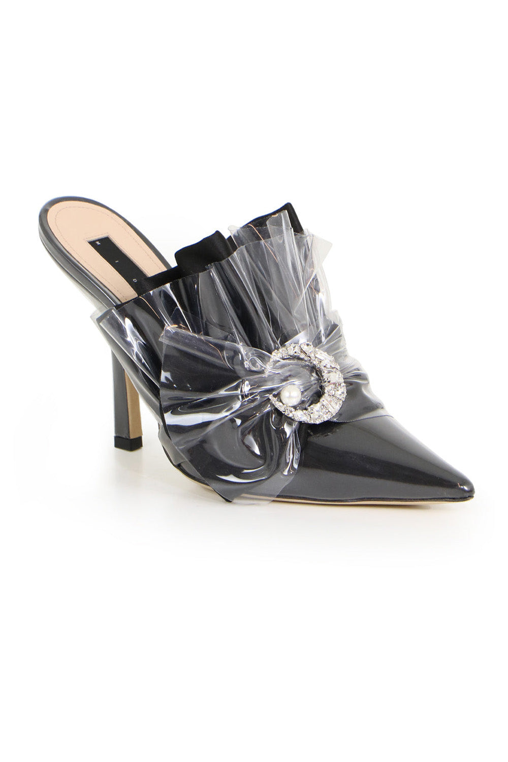 MIDNIGHT 00 CRYSTAL MULE HEEL 100MM BLACK – Parlour X
