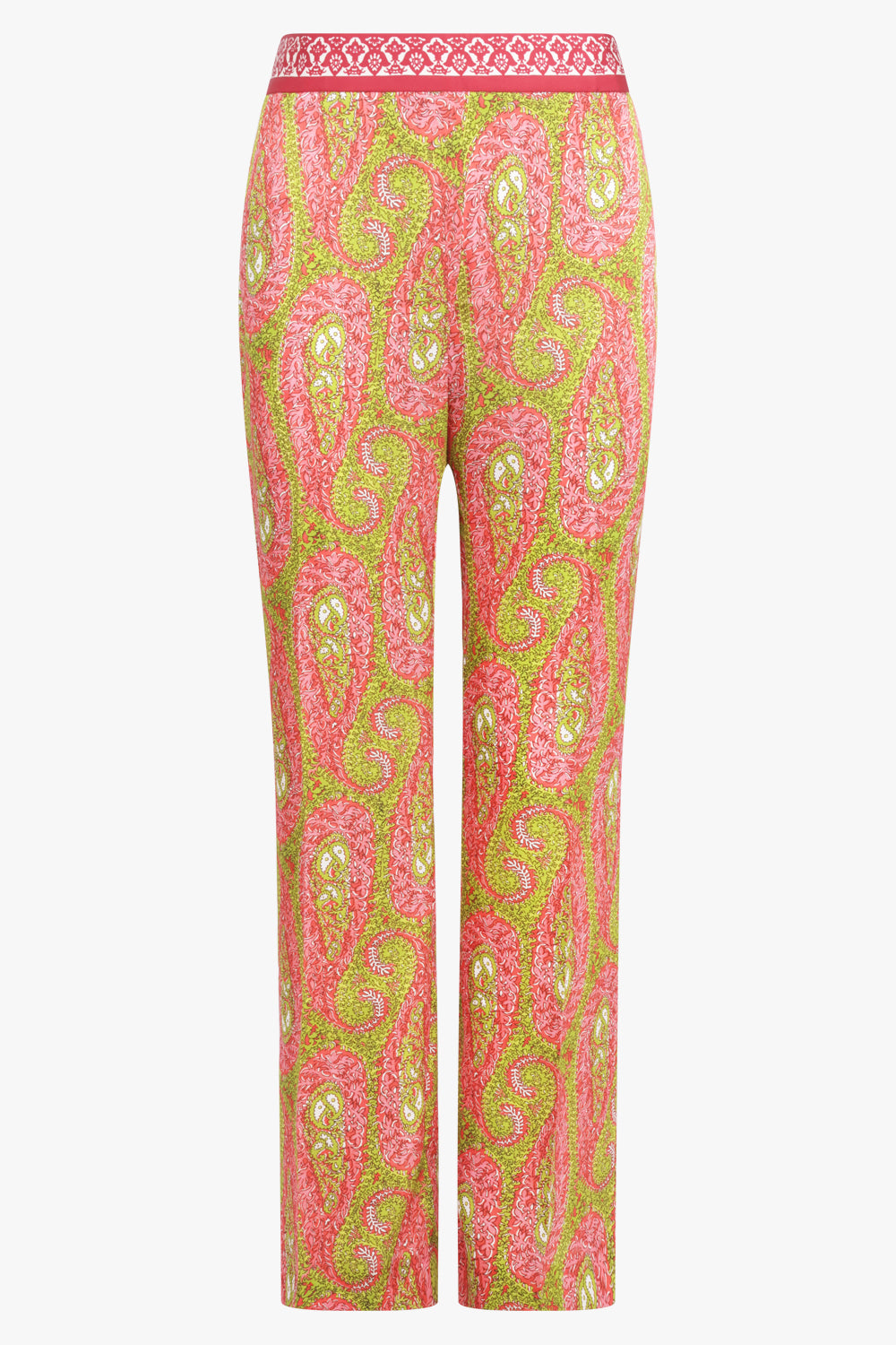 Paisley Print Straight Leg Pant | Green/Pink – Parlour X