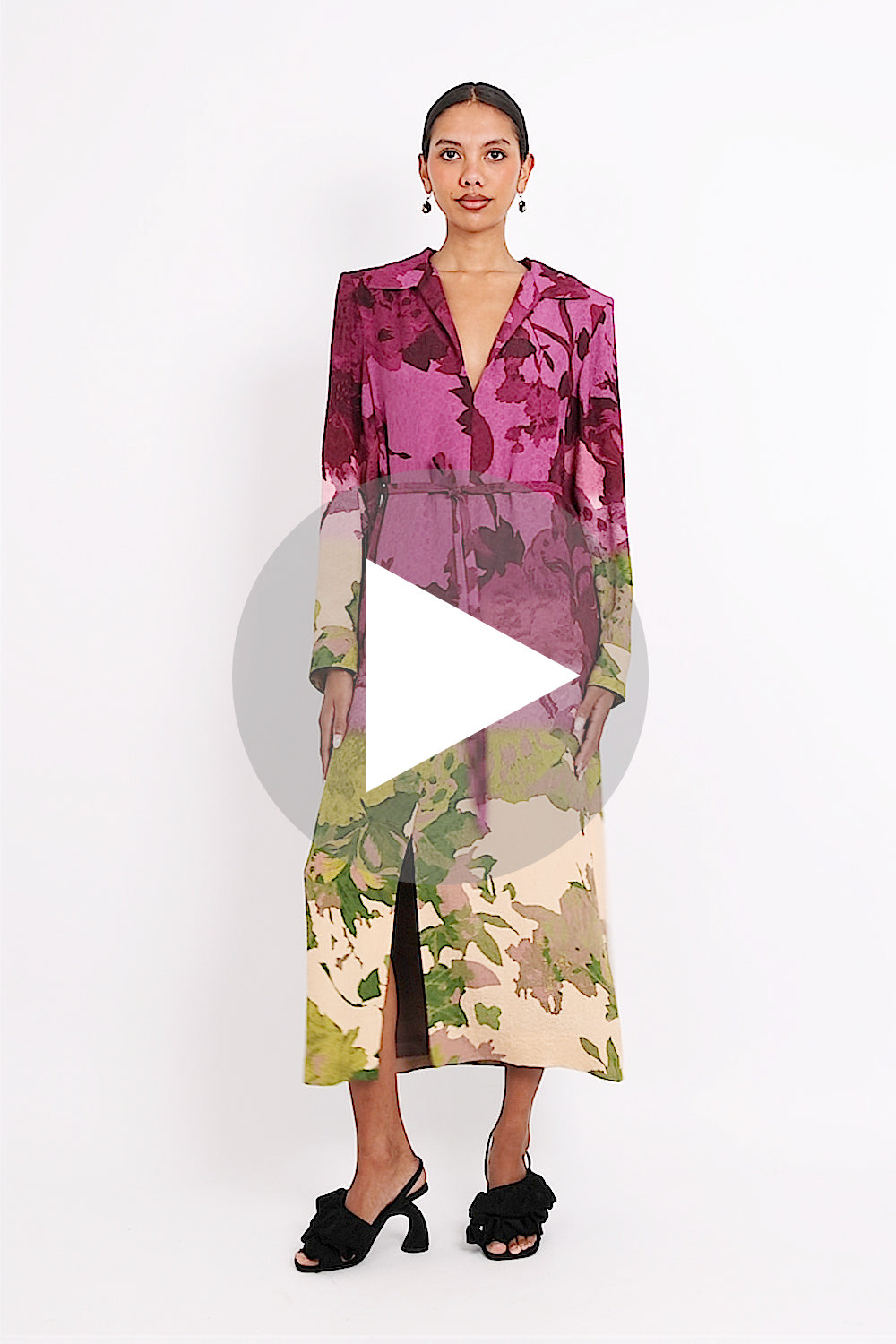 Silk Printed Dress | Burgundy – Parlour X