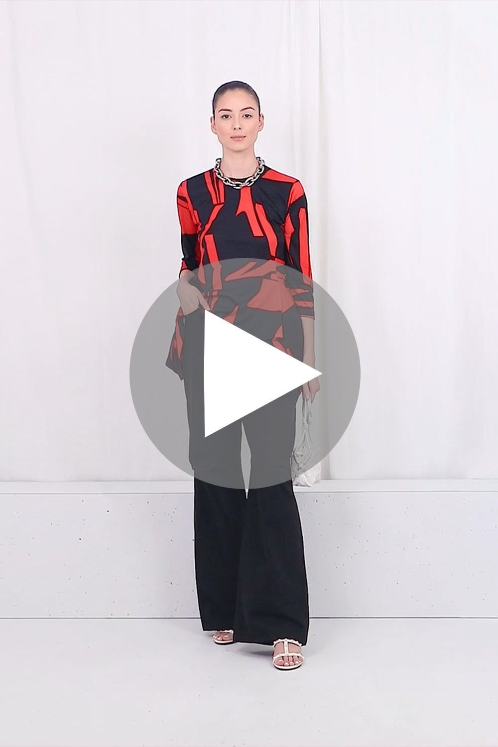 COMME DES GARCONS PRINT TOP WITH DROP SIDE PANELS BLACK RED PARLOUR X ...